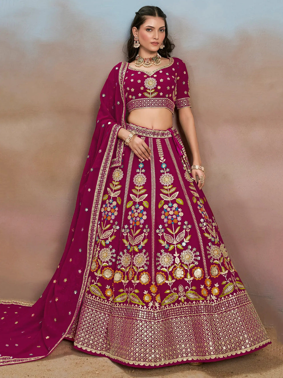 Adorable Pink Dori Work Georgette Lehenga Choli With Dupatta – Fabkarts ...